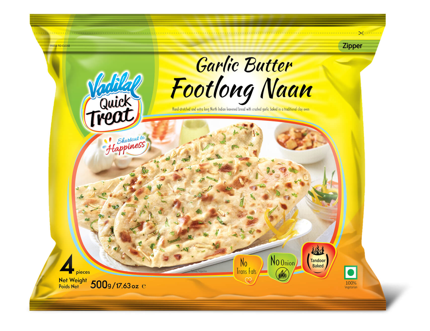 Buy Vad Footlong Garlic Naan 4-Pack | Swagat Grocery